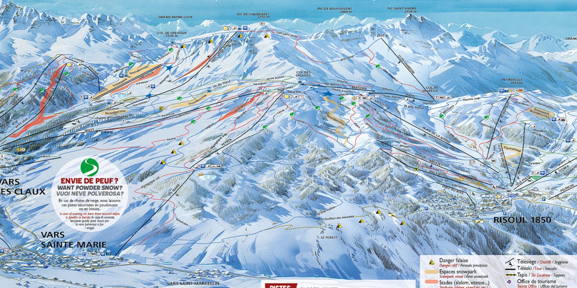 Plan des Pistes – Domaine de la Forêt Blanche | Vars: Hautes-Alpes ski ...